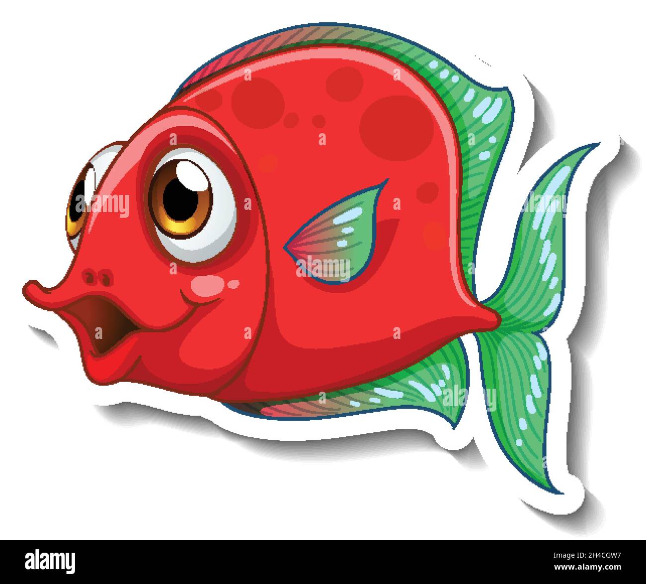 Cute fish sea animal cartoon sticker illustration Stock Vector Image ...