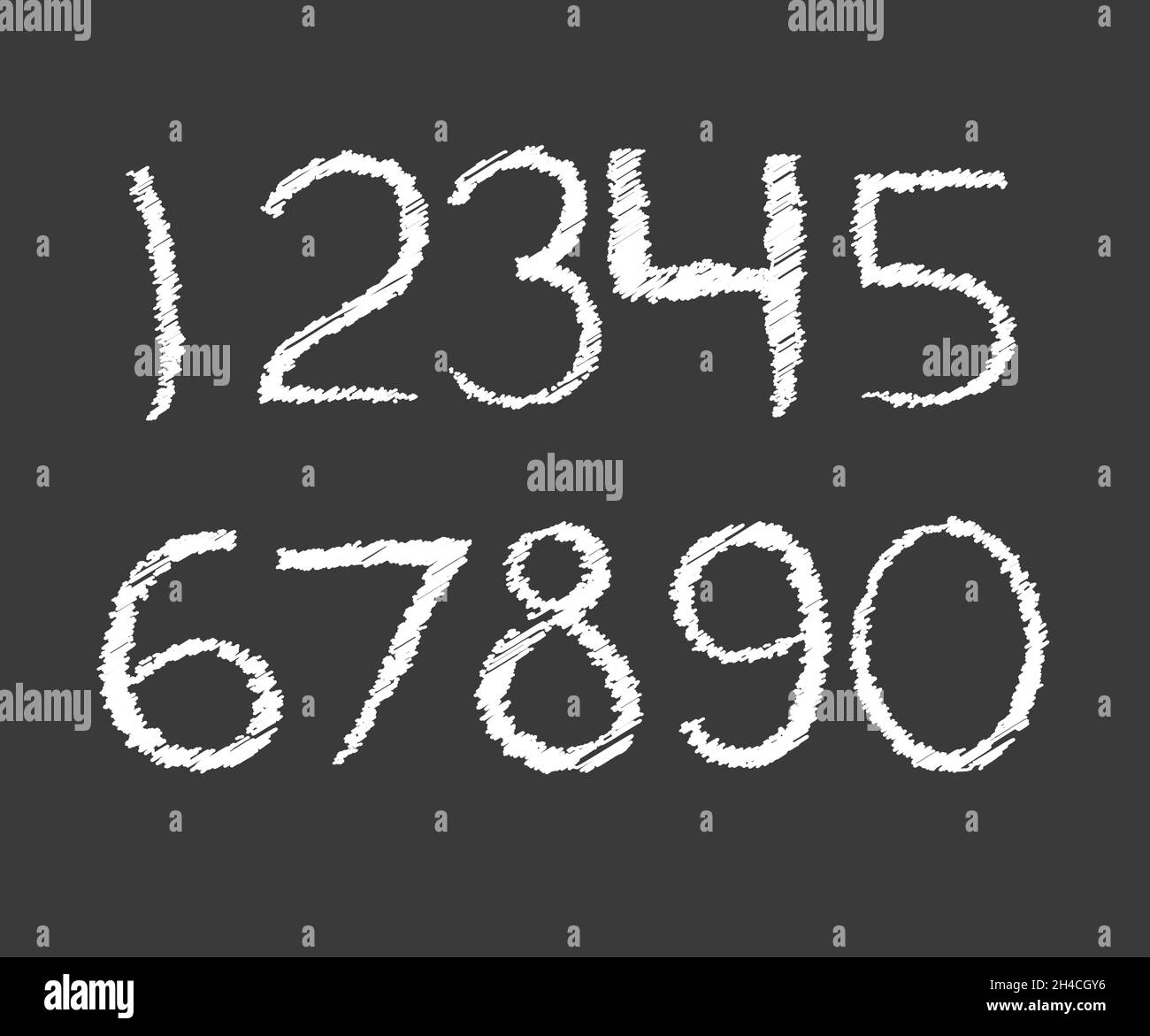 English numbers in style of hand writing with chalk, vector elements ...