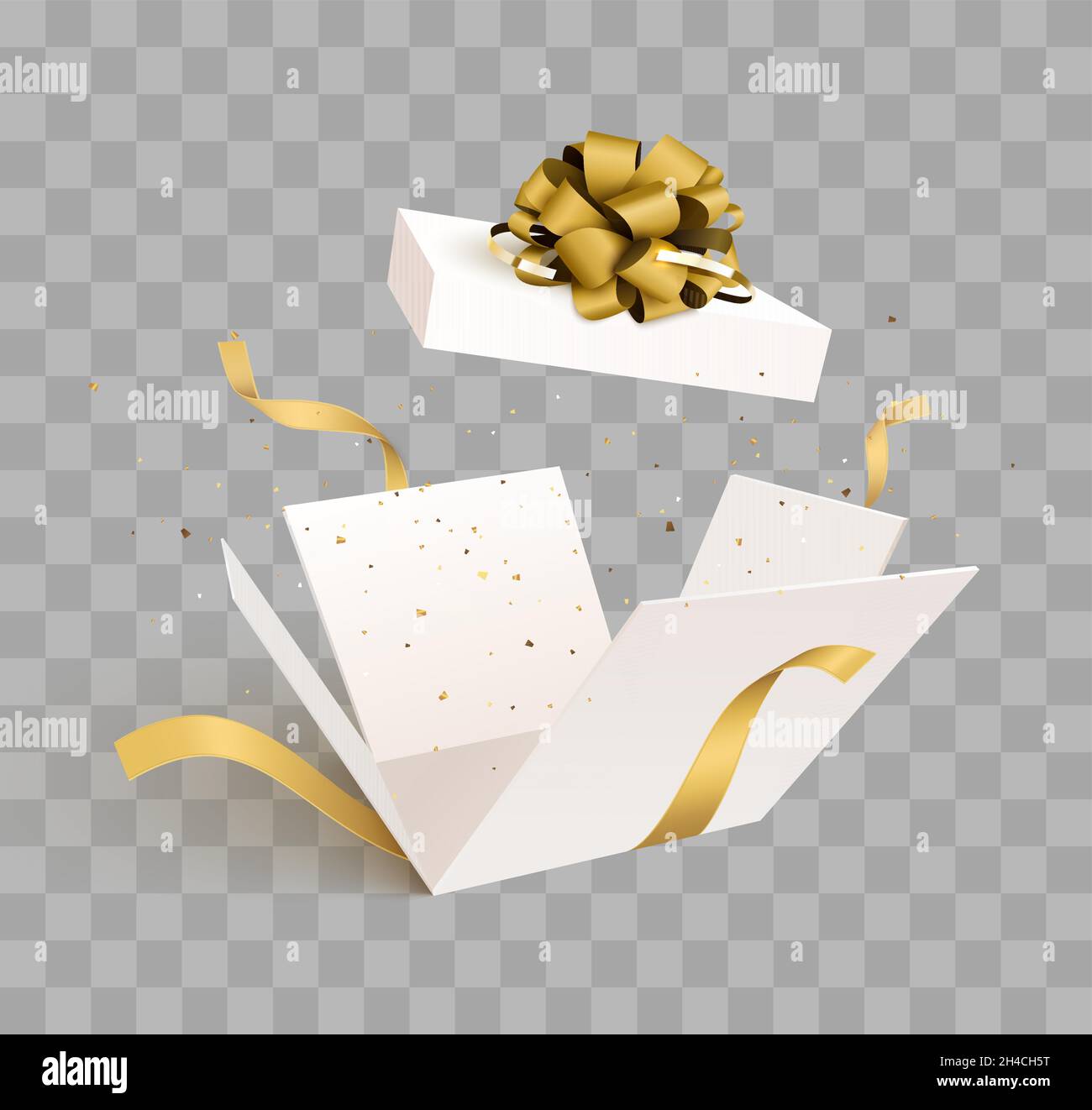 Open gift box with confetti burst explosion isolated. 3d vector ...