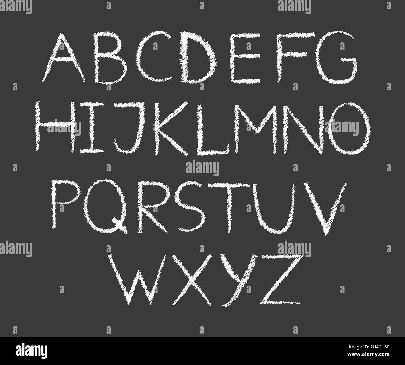 English alphabet in style of hand writing with chalk, vector letters ...
