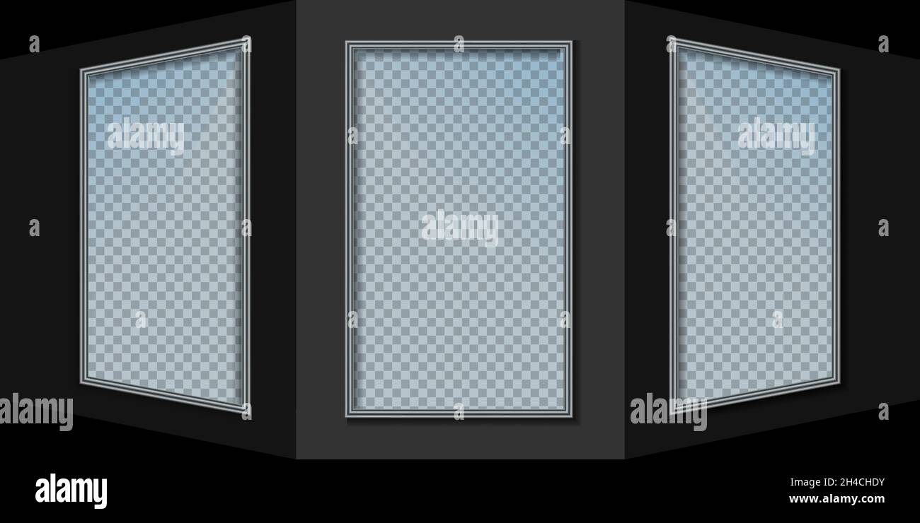 frames on a black wall. window. realistic perspective Stock Vector ...