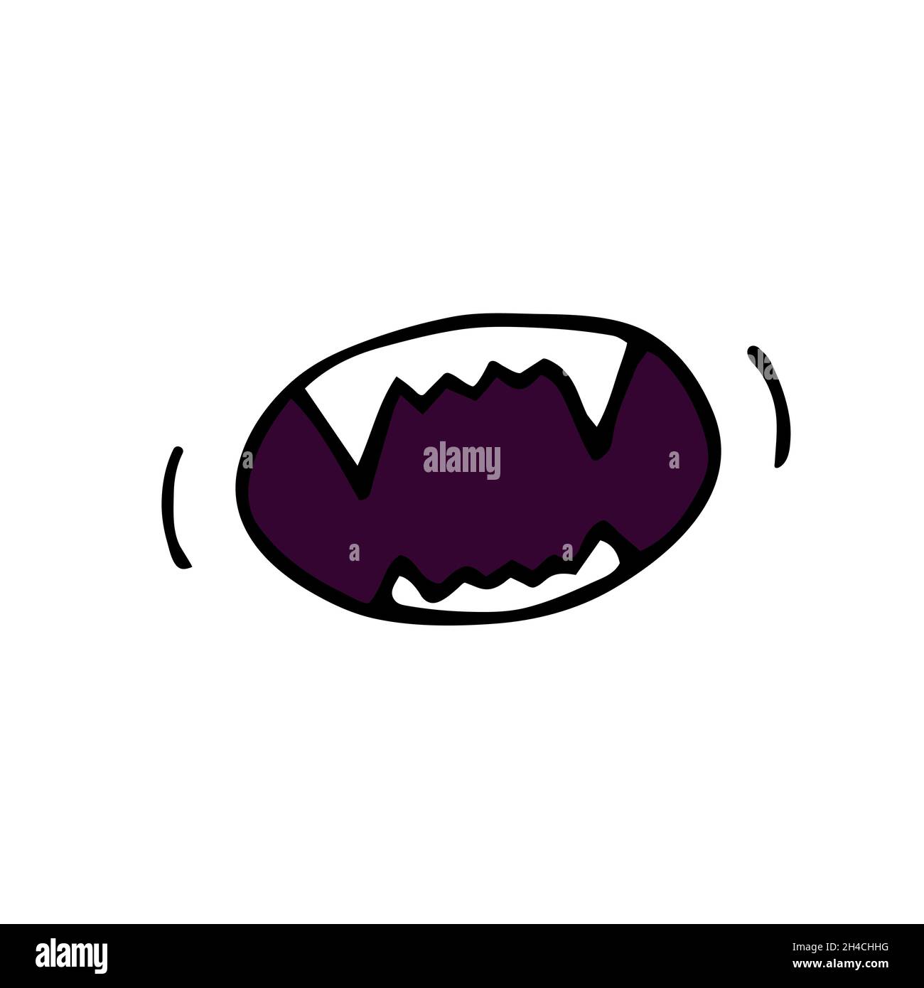 Doodle Halloween vampire fangs. Color canine isolated on white ...