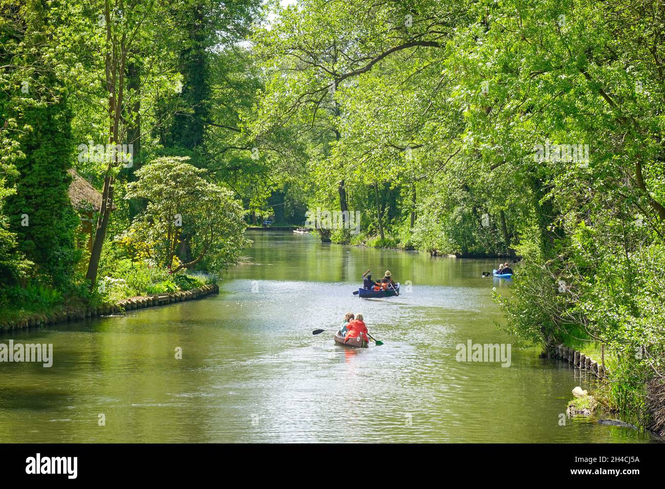 Paddelboote, Lehder Fließ, Lehde, Lübbenau, Spreewald, Brandenburg ...