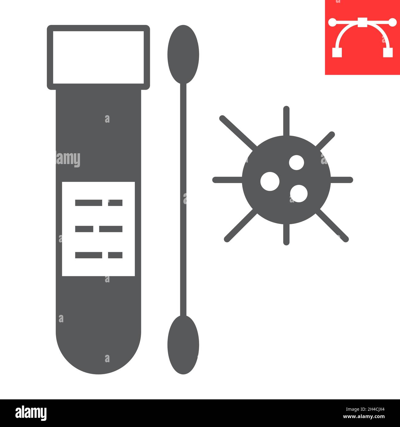 Coronavirus swab test glyph icon, diagnosis and covid, test tube with ...