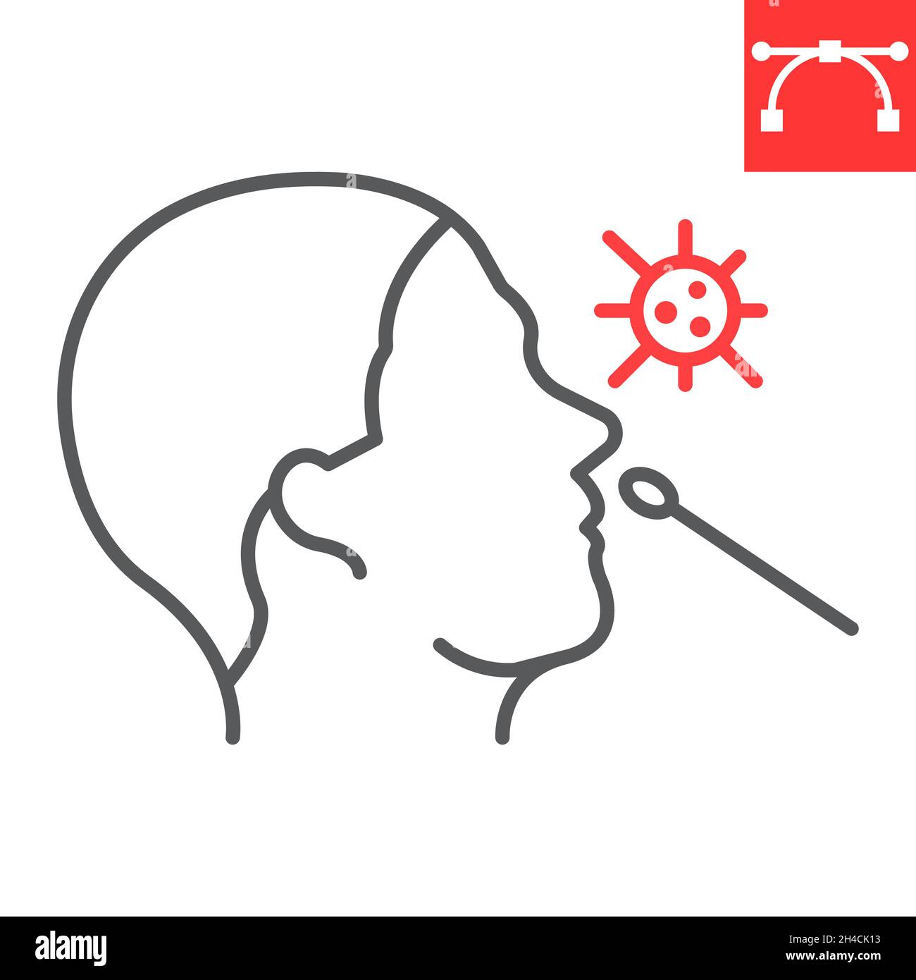 Nasal swab test line icon, diagnosis and covid, pcr test vector icon ...
