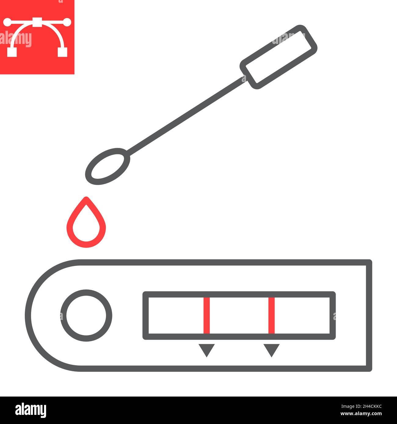 Covid-19 rapid test line icon, coronavirus and result, rapid antigen ...