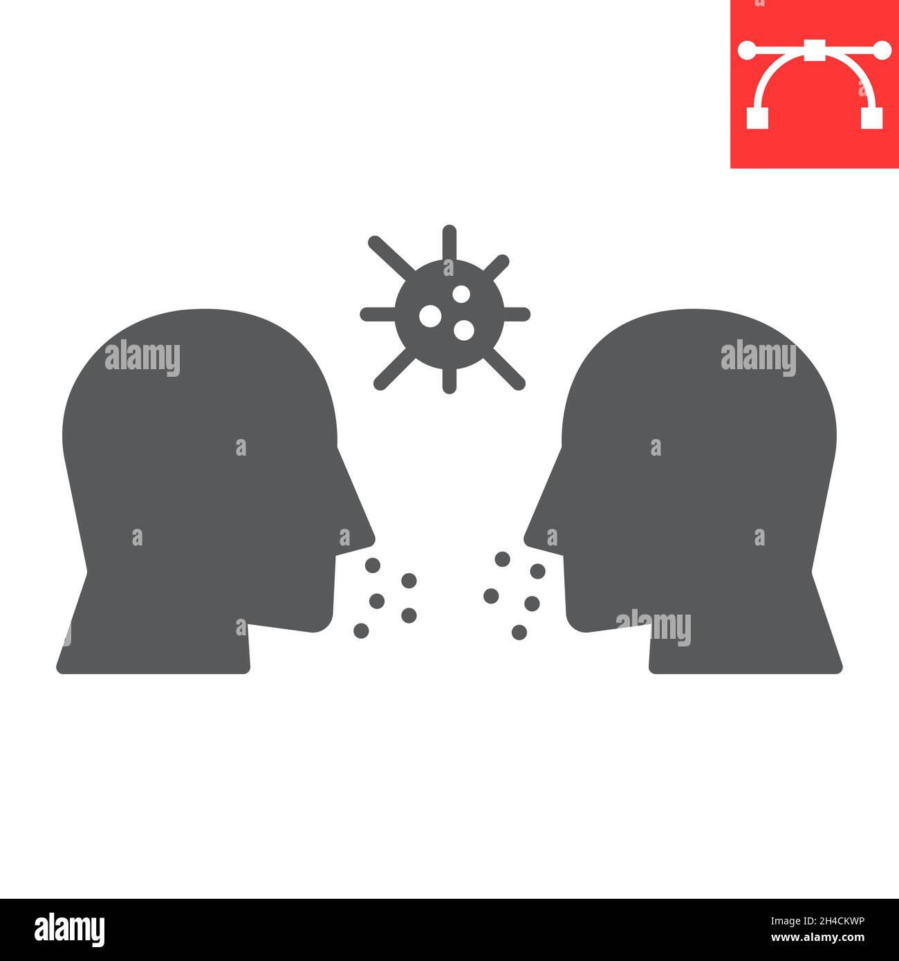 Airborne infection glyph icon, respiratory and coronavirus, airborne ...