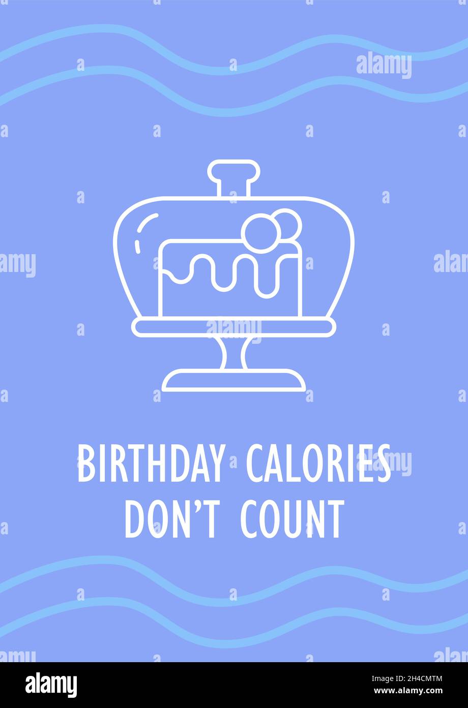 Birthday calories do not count postcard with linear glyph icon Stock ...