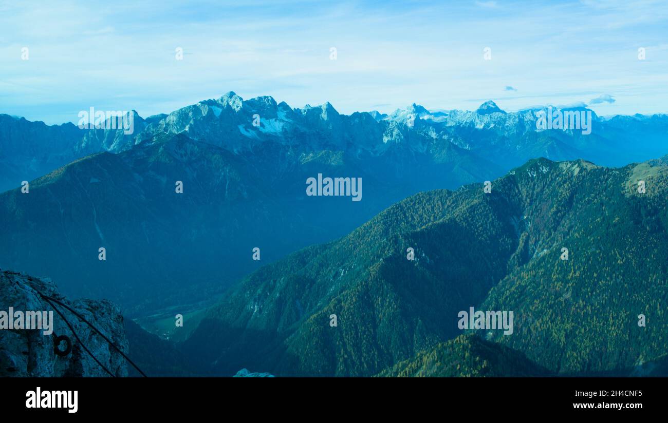 Julian alps panorama. Triglav national park background Stock Photo - Alamy