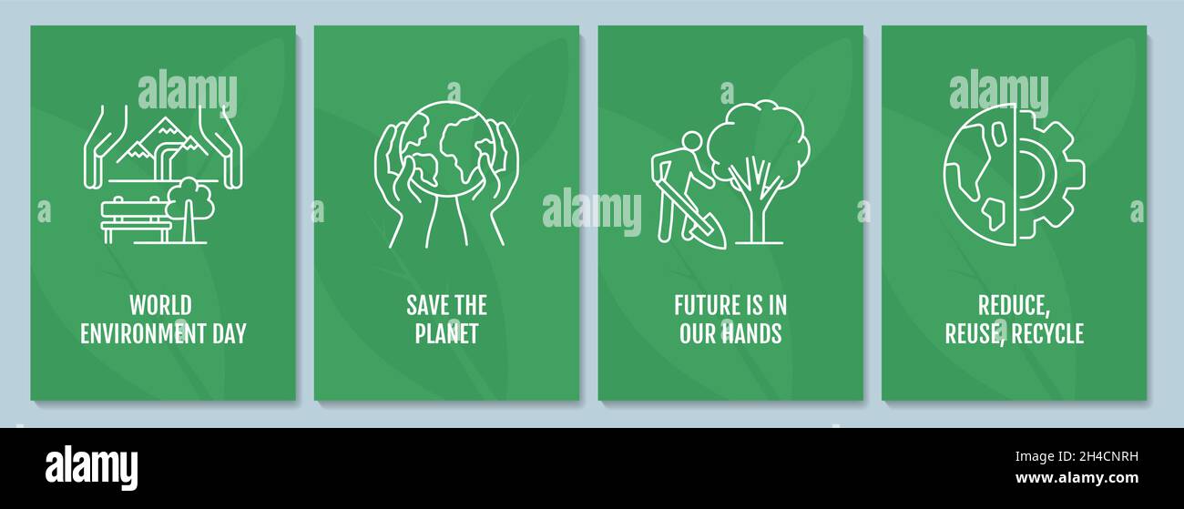 World environment day postcard with linear glyph icon set Stock Vector ...