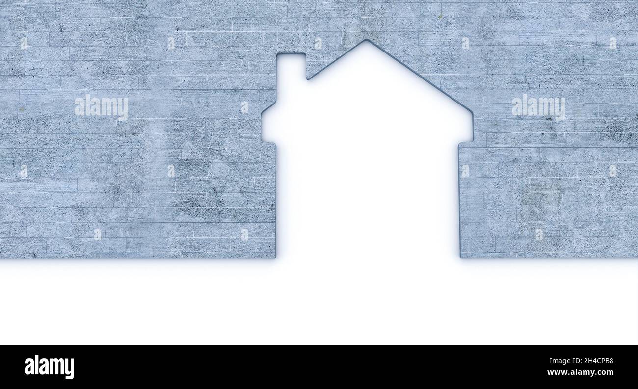 concrete house silhouette on the white background. 3d render Stock ...