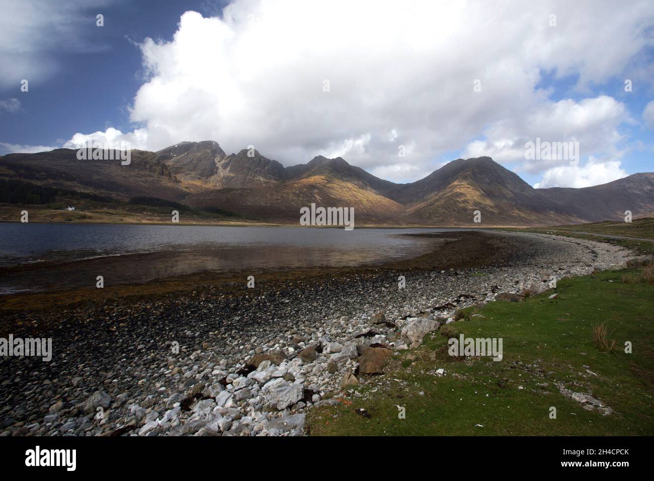 Loch Slapin and Blaven (Bla Bheinn) in the Cuillin mountain range, Isle ...