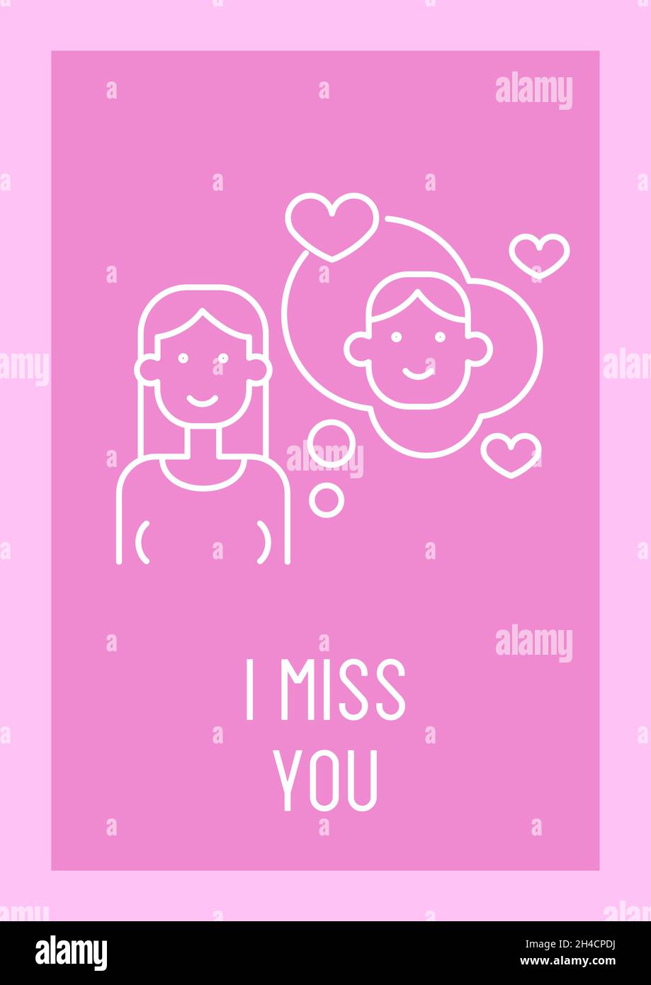 I miss you postcard with linear glyph icon Stock Vector Image & Art - Alamy