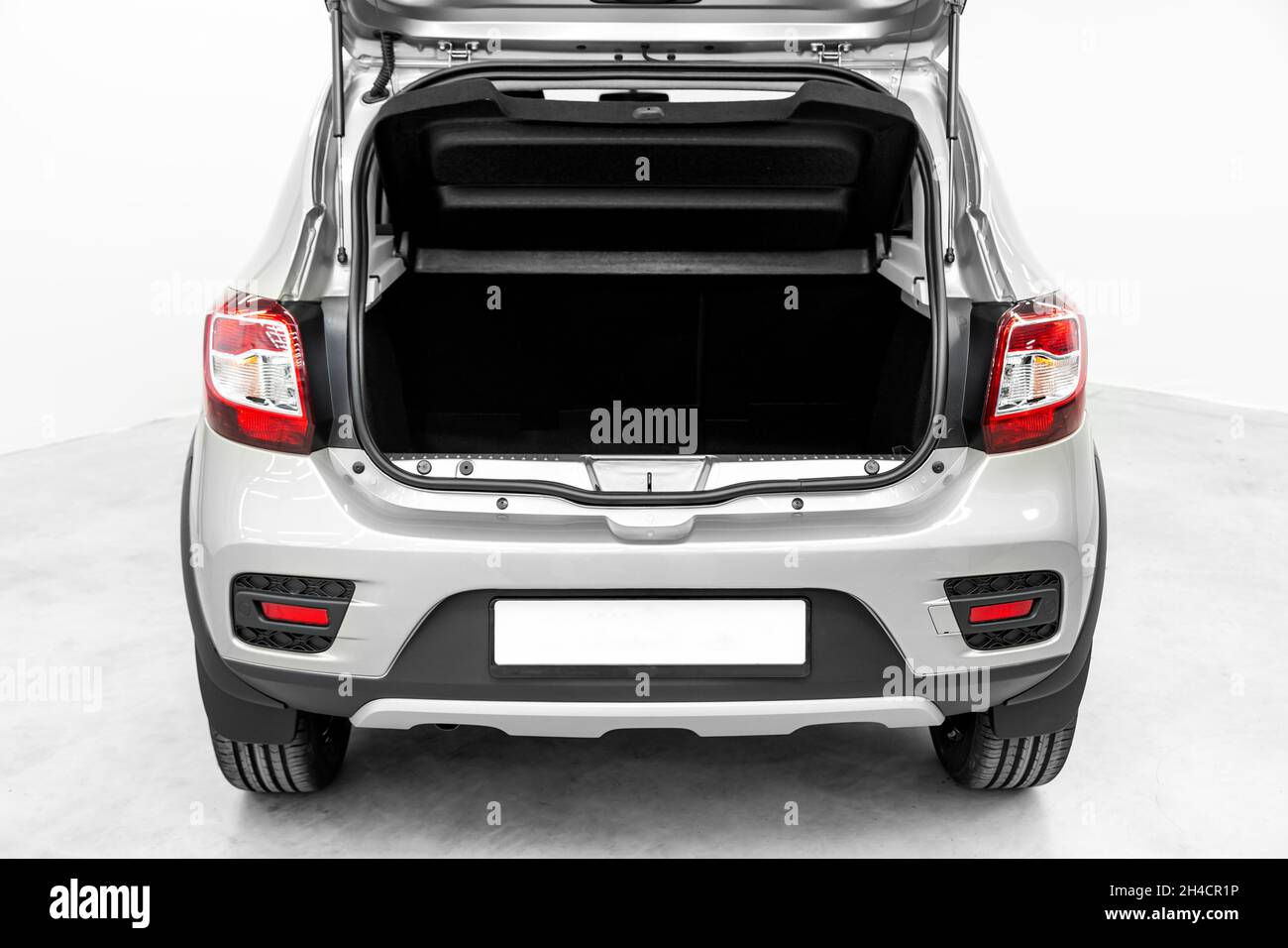 Rear view of a car with an open trunk. Exterior of a modern car Stock ...