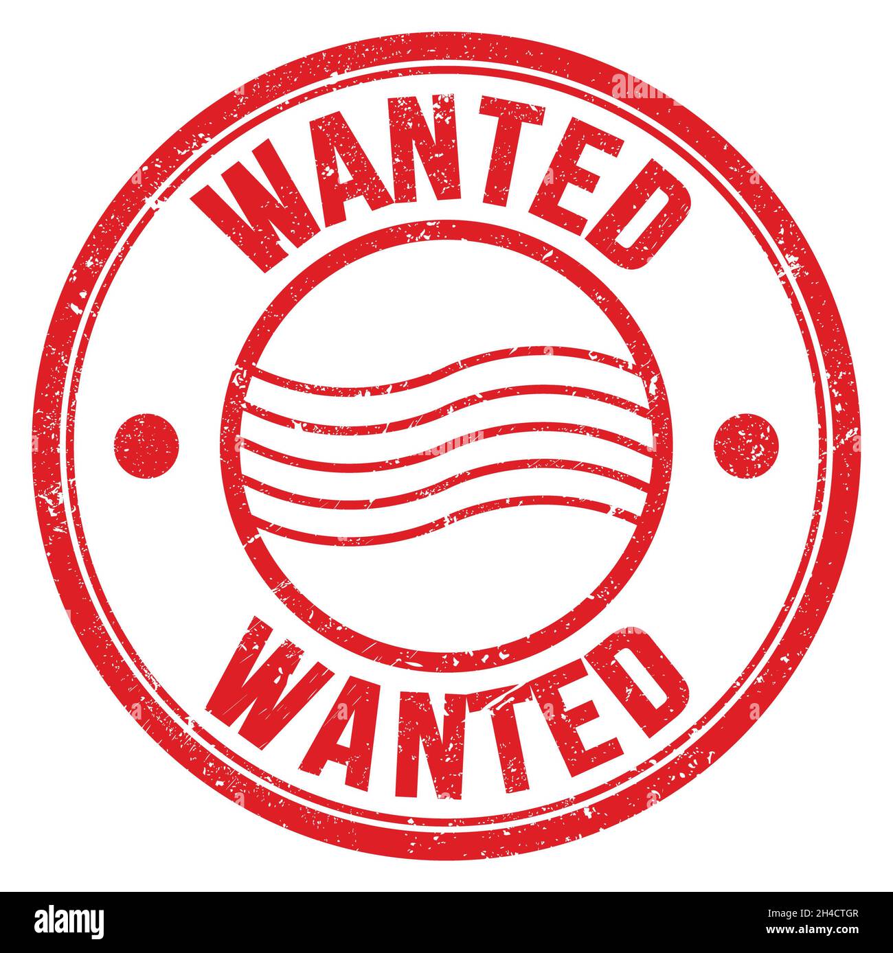 WANTED word written on red round postal stamp sign Stock Photo - Alamy