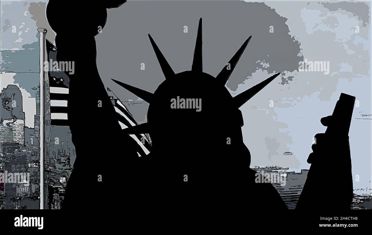 New York Statue of Liberty in a Pop Art Style Layout Stock Photo - Alamy