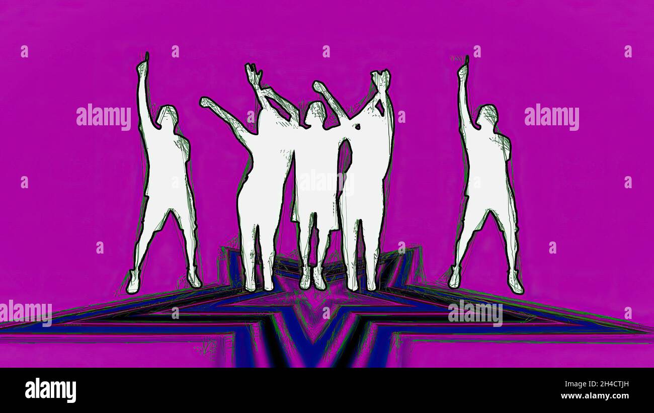 People dancing hand draw digital art illustration Stock Photo - Alamy