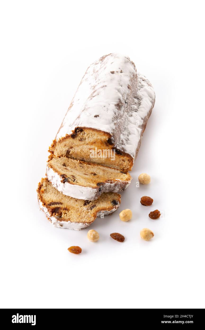 Traditional German Christmas stollen isolated on white background Stock ...