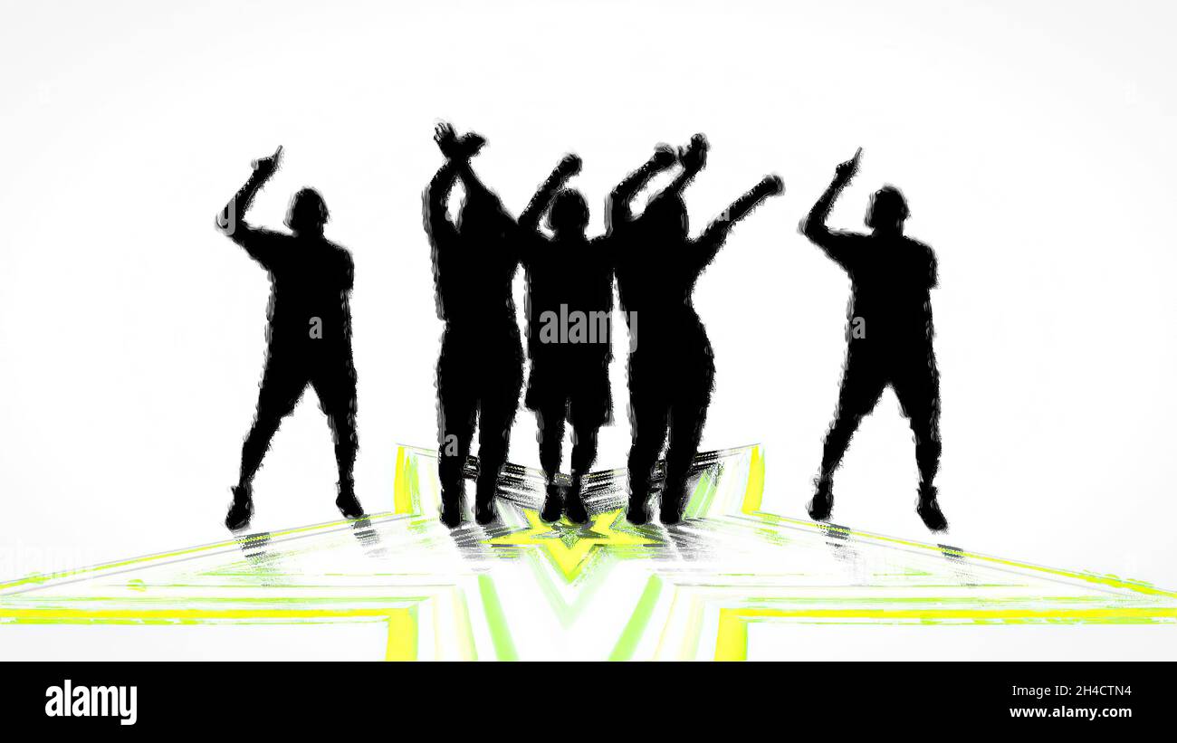 People dancing hand draw digital art illustration Stock Photo - Alamy