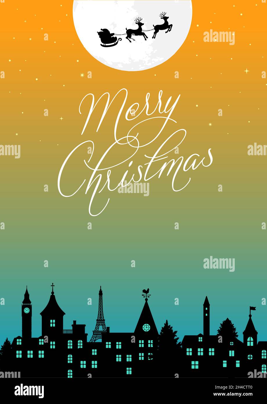 Merry christmas postcard template illustration Stock Vector Image & Art ...