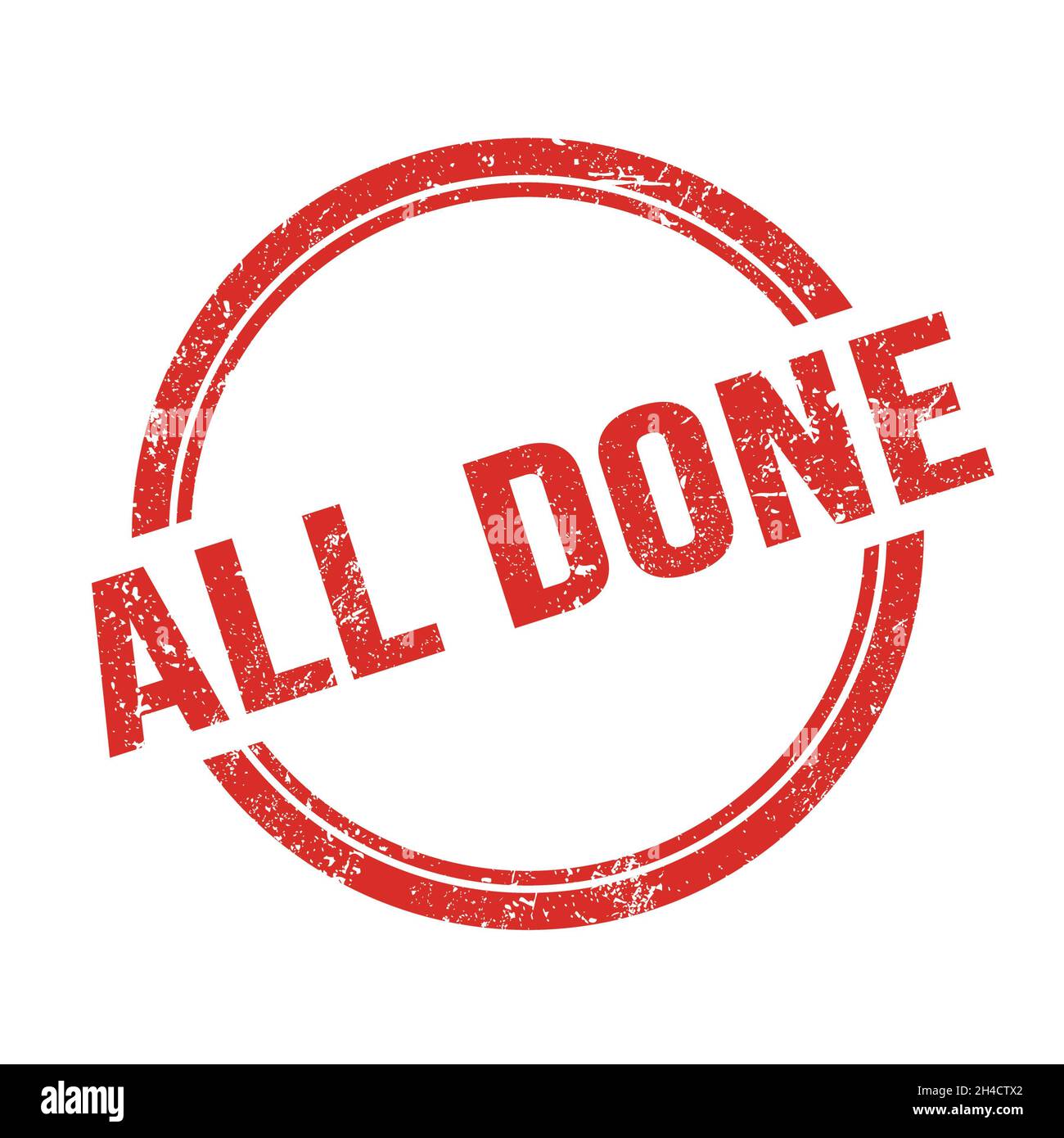 ALL DONE text written on red grungy vintage round stamp Stock Photo - Alamy