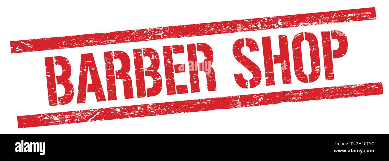 BARBER SHOP text on red grungy rectangle stamp sign Stock Photo - Alamy