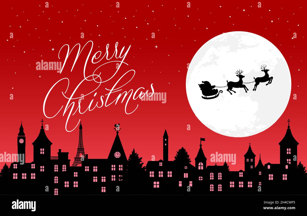 Merry christmas landscape banner illustration Stock Vector Image & Art ...