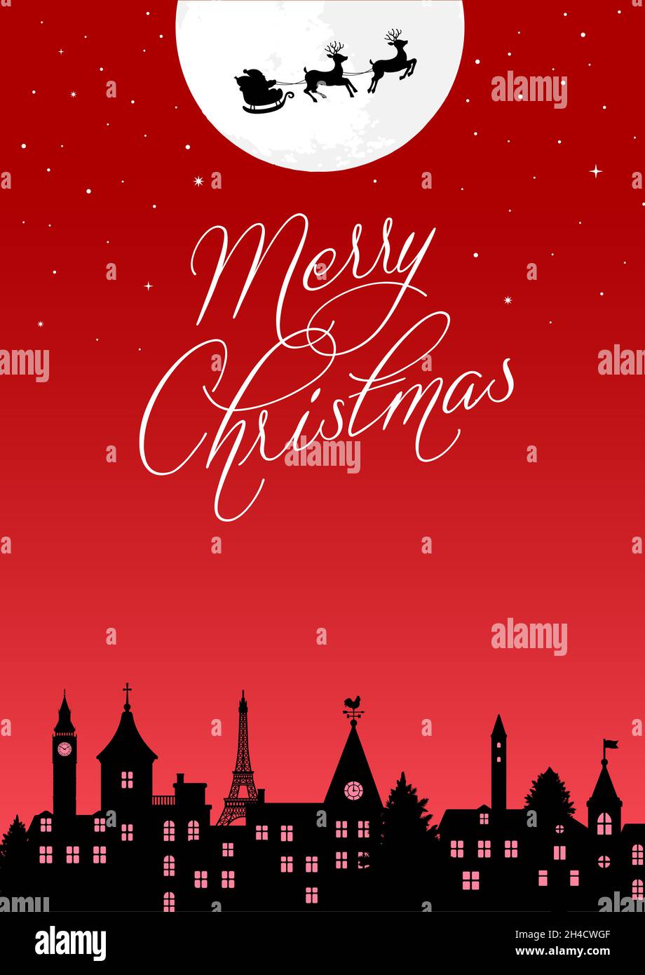 Merry christmas postcard template illustration Stock Vector Image & Art ...