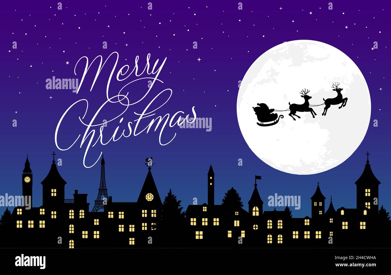 Merry christmas landscape banner illustration Stock Vector Image & Art ...