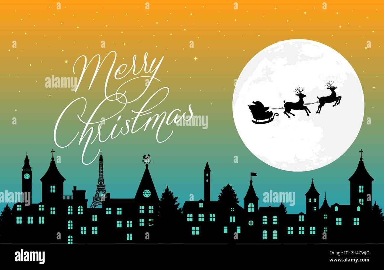 Merry christmas landscape banner illustration Stock Vector Image & Art ...