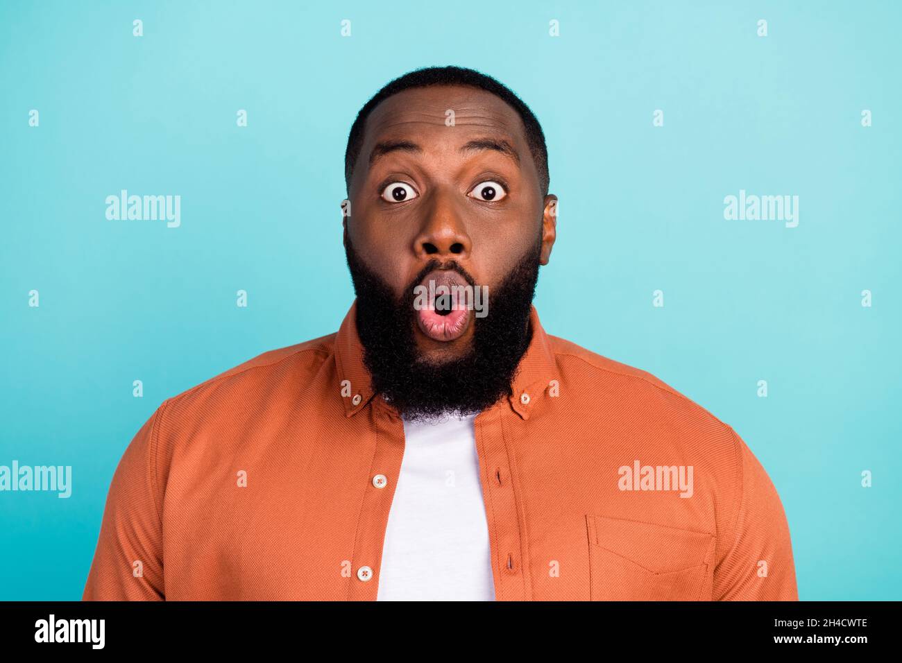 Photo of young black man amazed shocked omg fake novelty news isolated ...