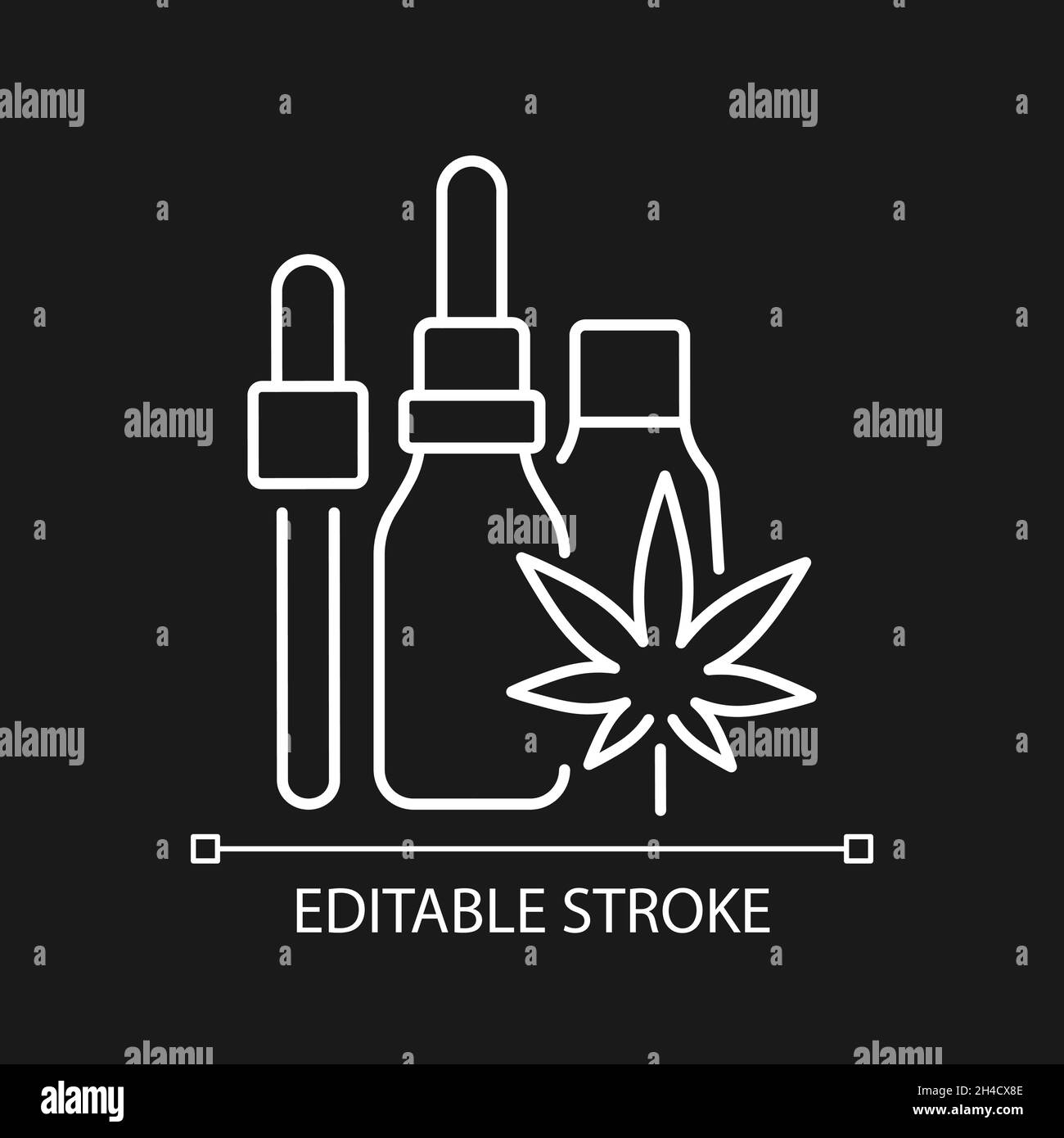 Hemp oil tincture white linear icon for dark theme Stock Vector Image ...