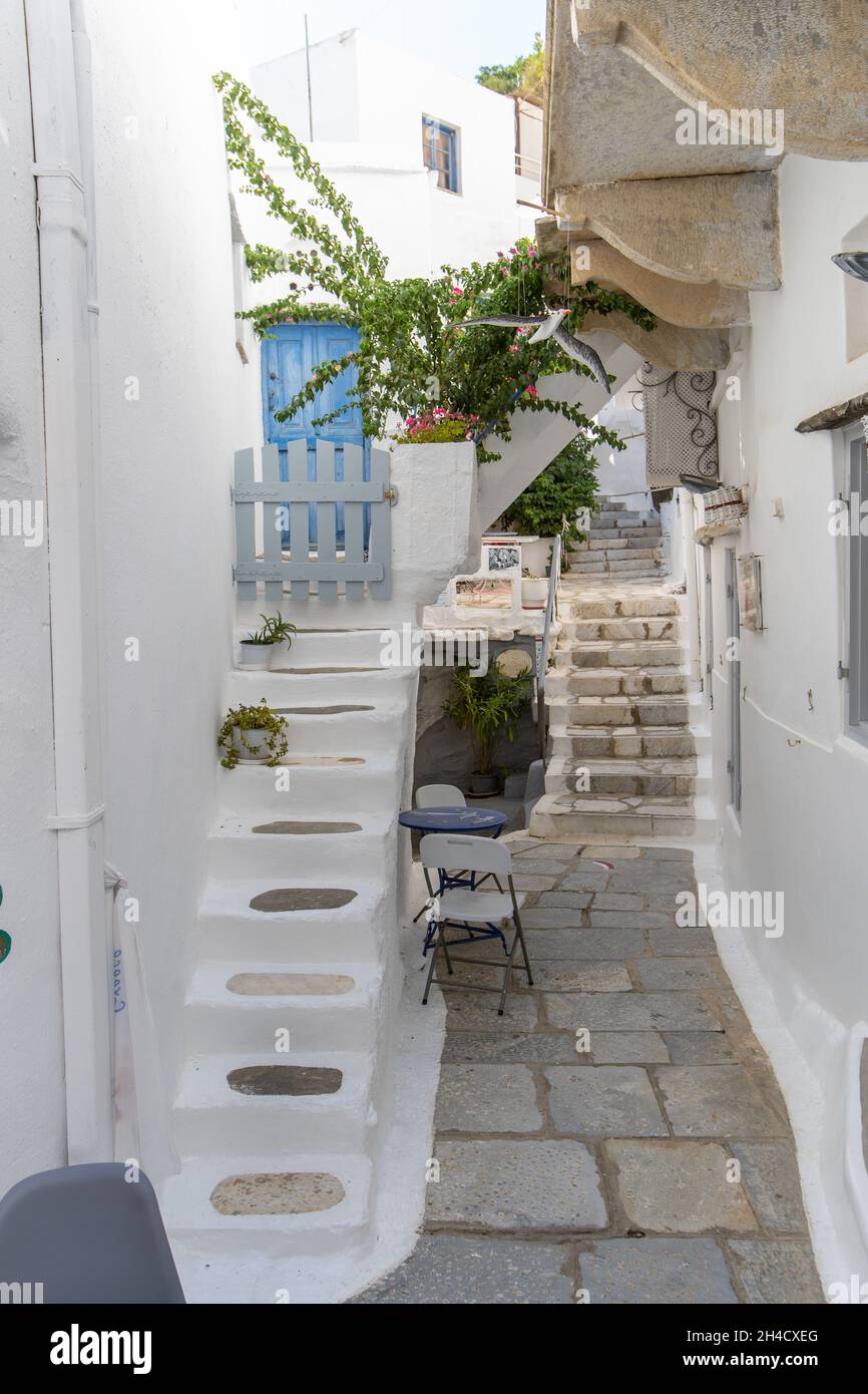 Traditional alley at Kardiani village,Tinos island,Greece Stock Photo ...