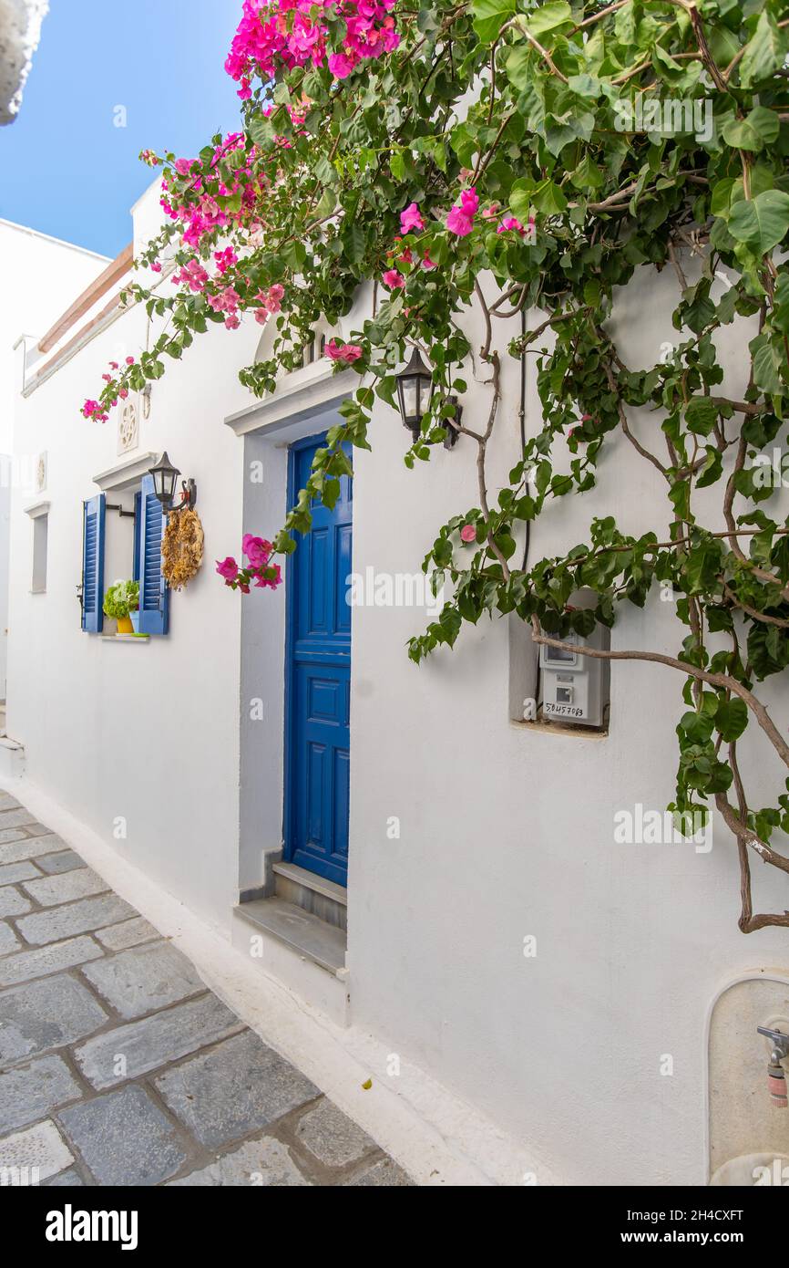 Traditional alley at Kardiani village,Tinos island,Greece Stock Photo ...