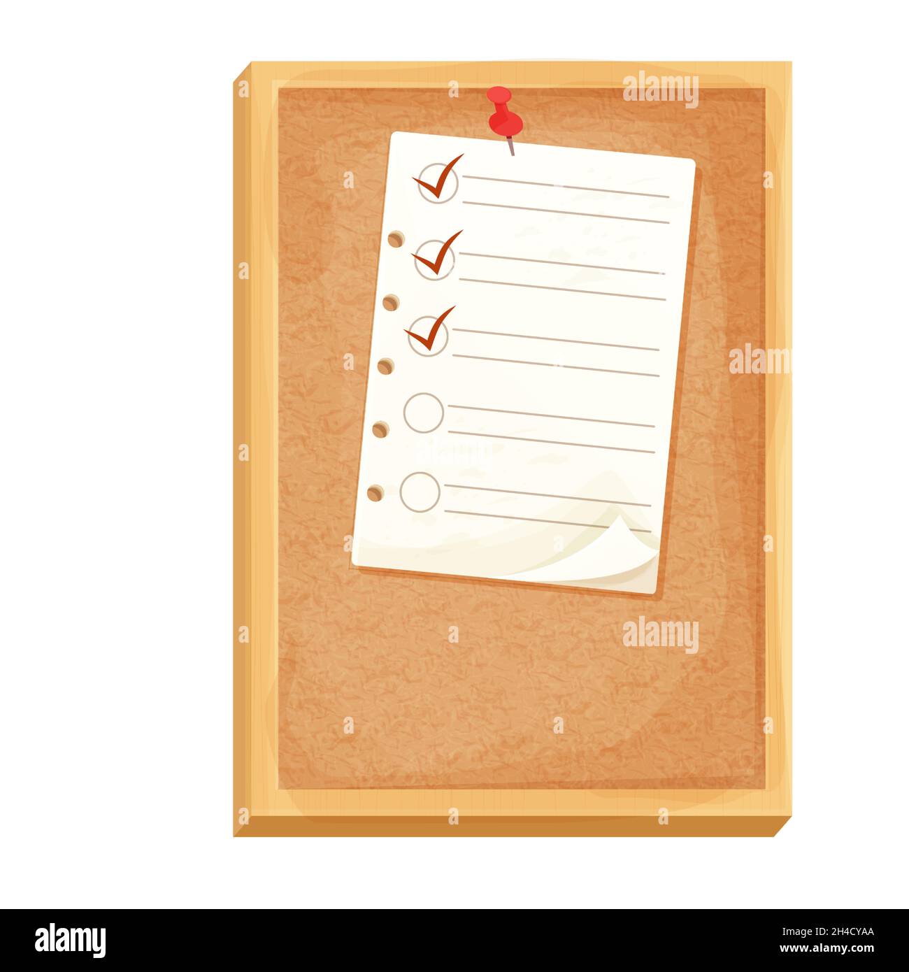 Bulletin Board, cork desk in wooden frame in cartoon style isolated on ...