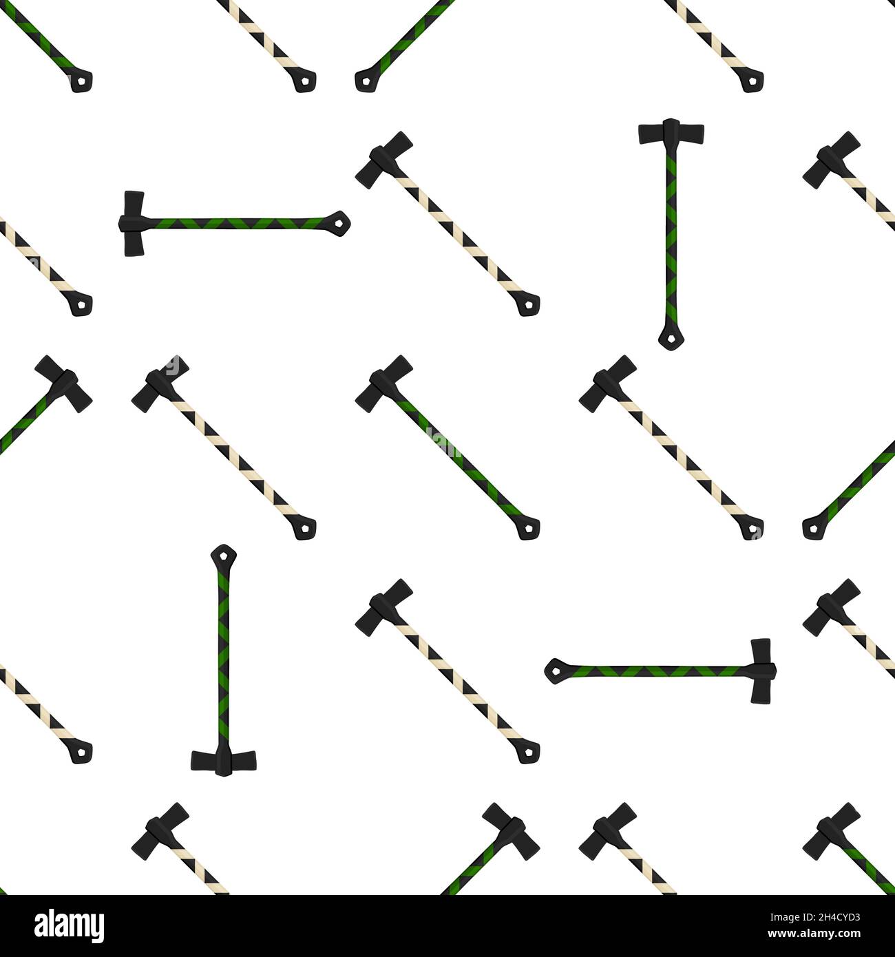 Illustration on theme pattern steel axes with wooden handle, metal ax ...