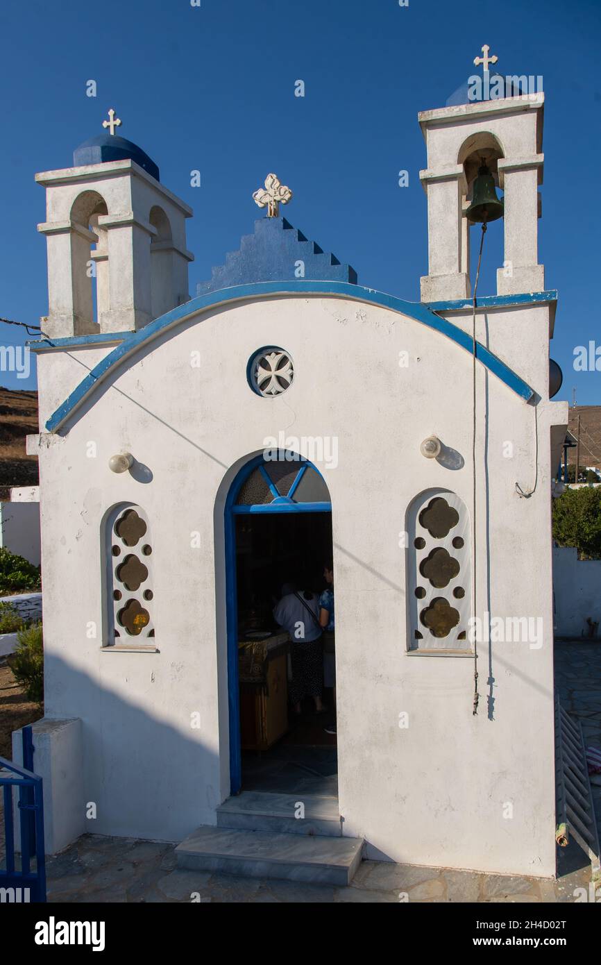 Small private church in the yard of a house at Arnados village,Tinos ...