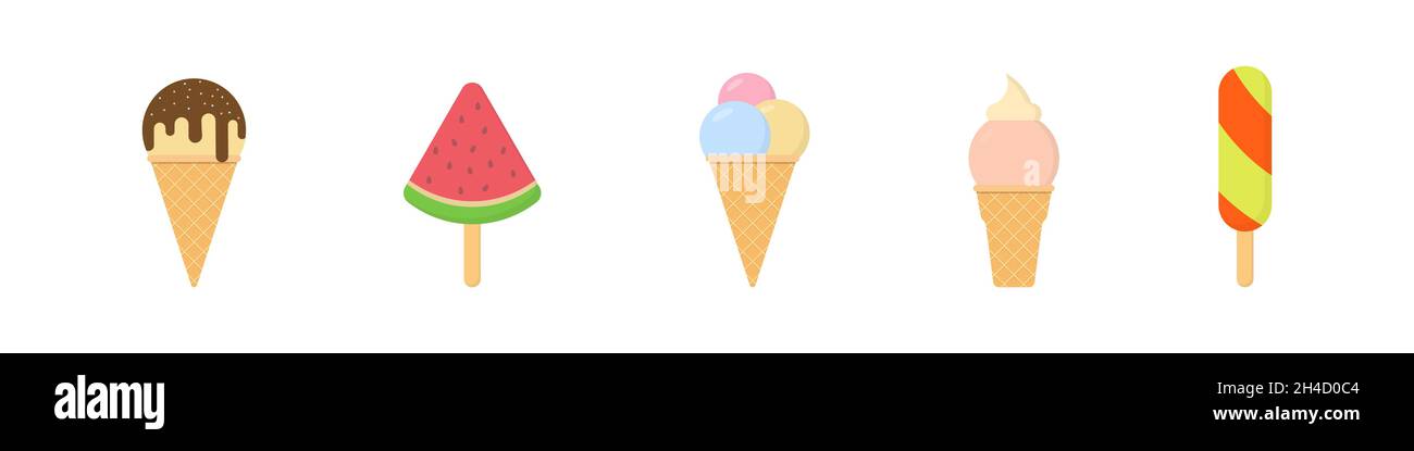 Ice cream icon set flat style Stock Vector Image & Art - Alamy