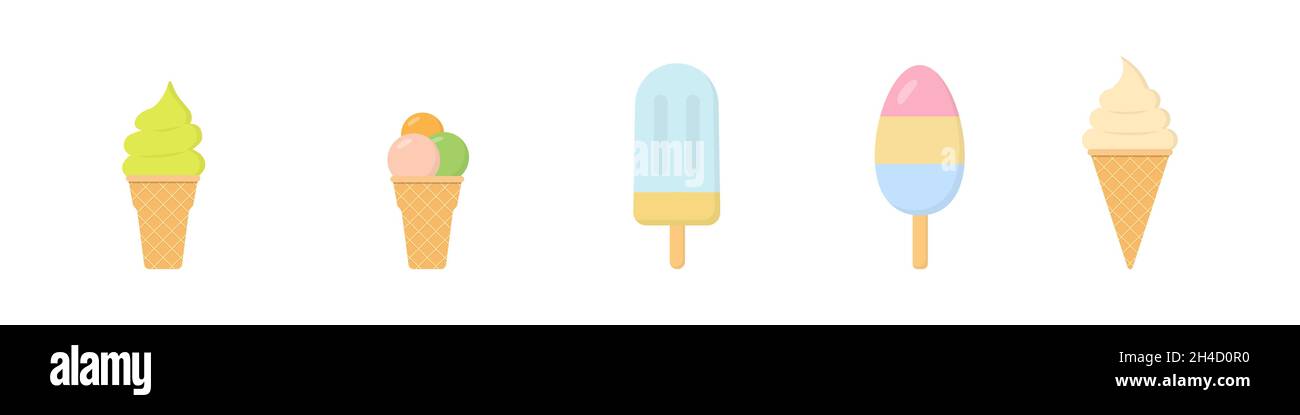 Ice cream icon set flat style Stock Vector Image & Art - Alamy