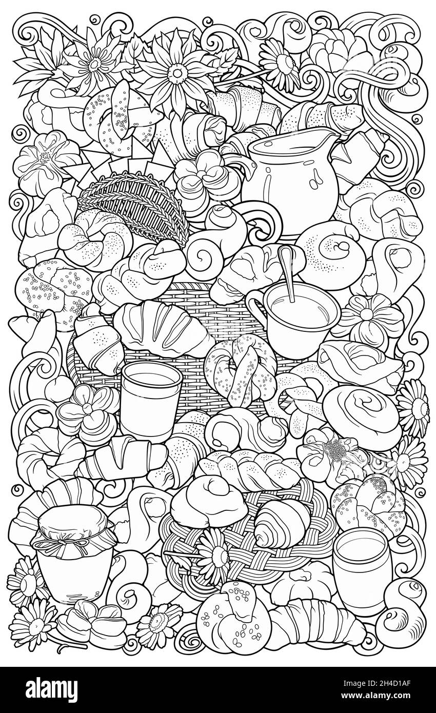 Food and drinks hand drawn vector doodles illustration Stock Vector ...