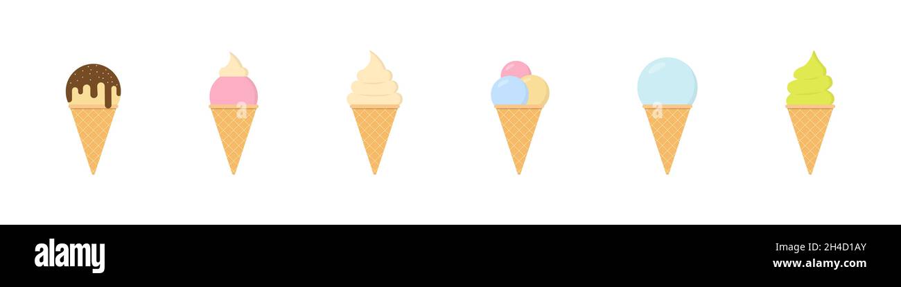 Ice cream icon set flat style Stock Vector Image & Art - Alamy