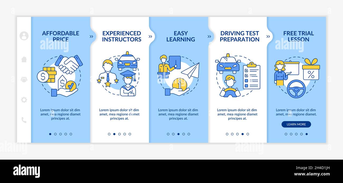 Driving school benefits onboarding vector template Stock Vector Image ...