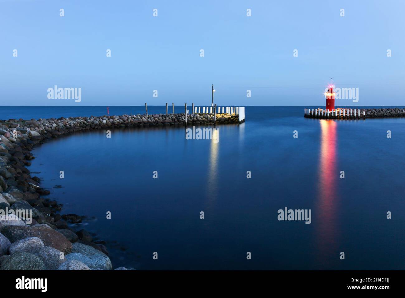 Hou lighthouse at the blue hour in Denmark Stock Photo - Alamy