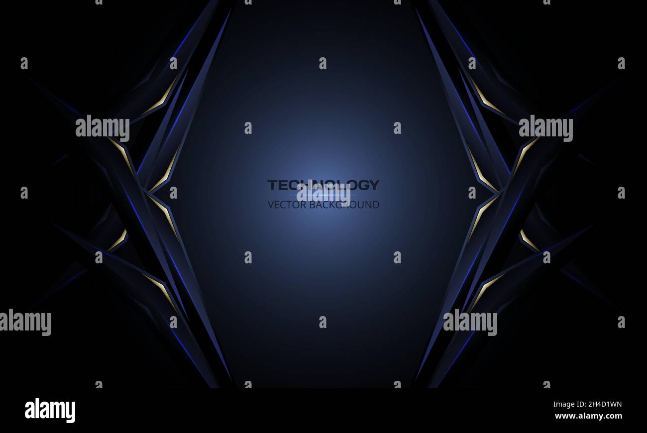 3d realistic abstract techno futuristic dark blue modern technology ...