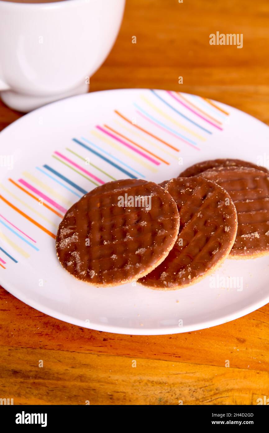 plate of chocolate digestive biscuits, McVities gingerbread chocolate ...