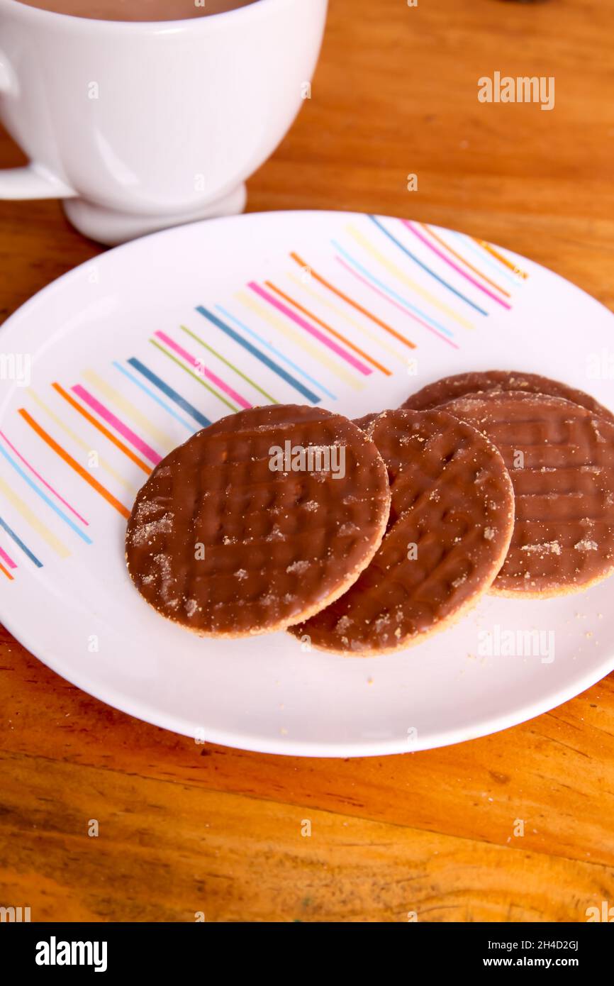 plate of chocolate digestive biscuits, McVities gingerbread chocolate ...