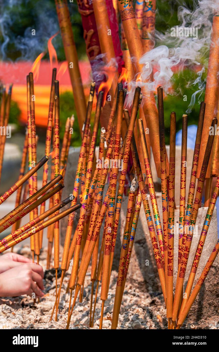 Incense burners in Chinese Buddhist temples are filled with incense ...