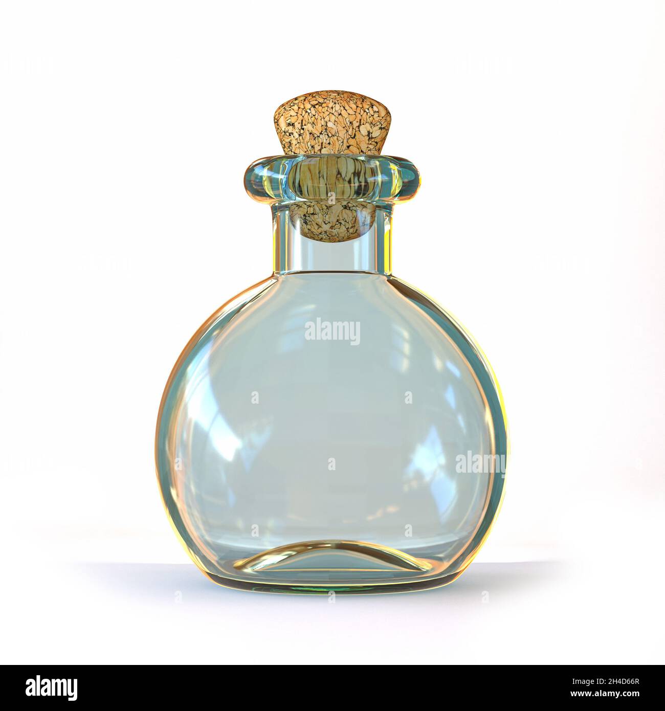 Empty cartoon glass bottle 3D rendering illustration isolated on white ...