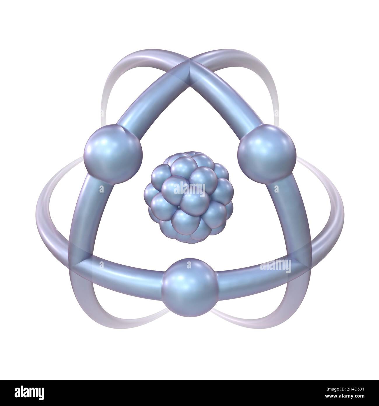 Blue atom sign 3D rendering illustration isolated on white background ...