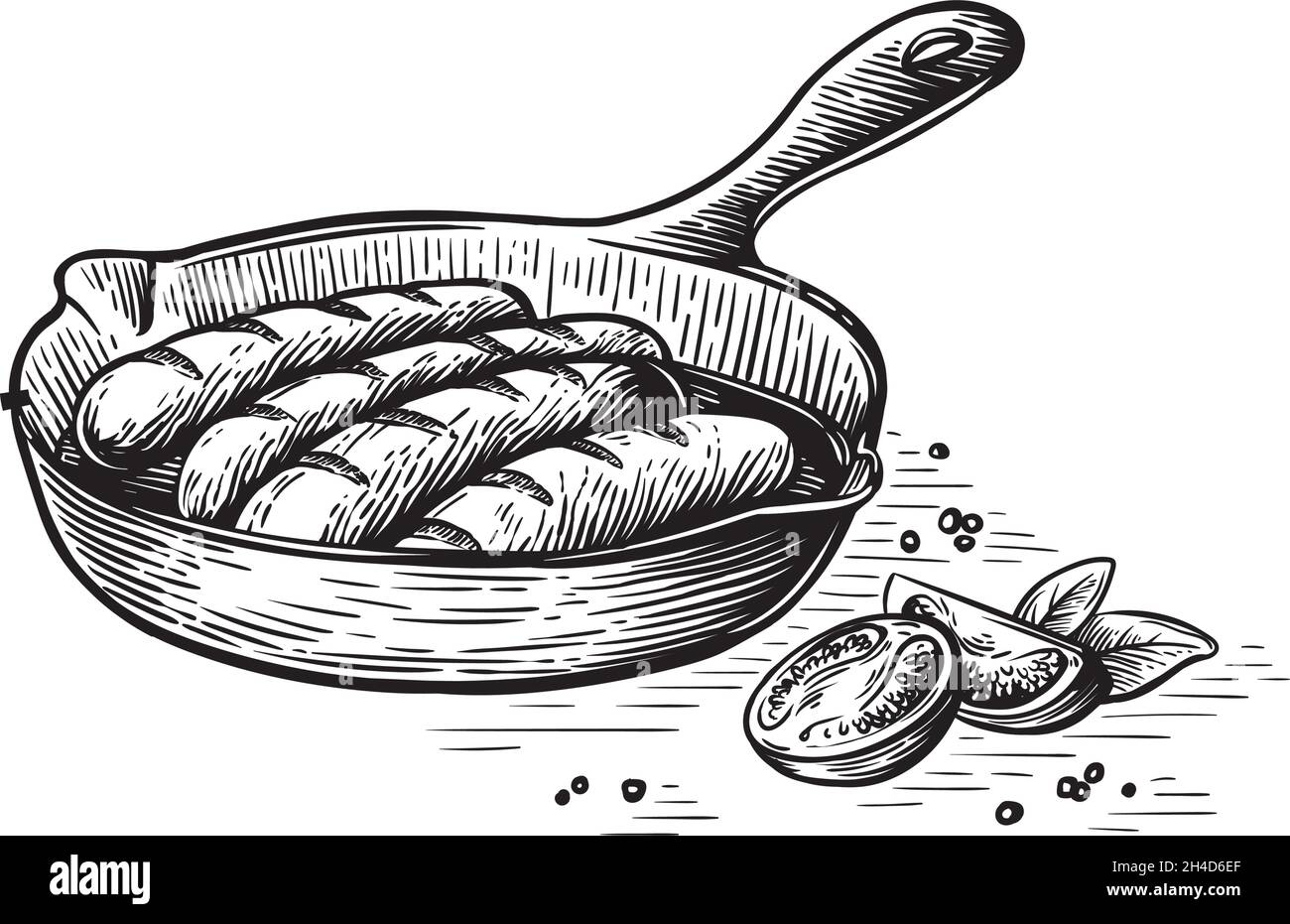 Hot frying pan meat Stock Vector Images - Alamy